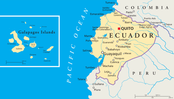 Map of Ecuador with Cities and Regions - The Facts Institute