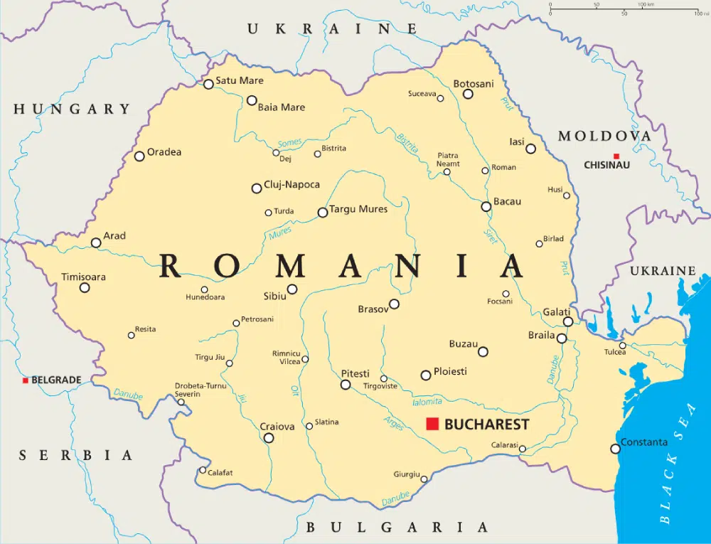 Romania Maps Including Outline And Topographical Maps